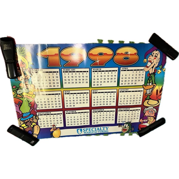 Art | Vintage 1998 Full Year Calendar Poster Cartoon Characters School ...